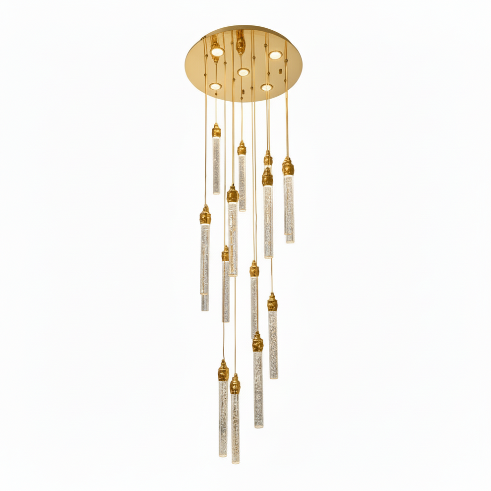 LENA 15 Stick Crystal Pendant Tri-Colour LED (Gold) – ELEMENT LIGHTING